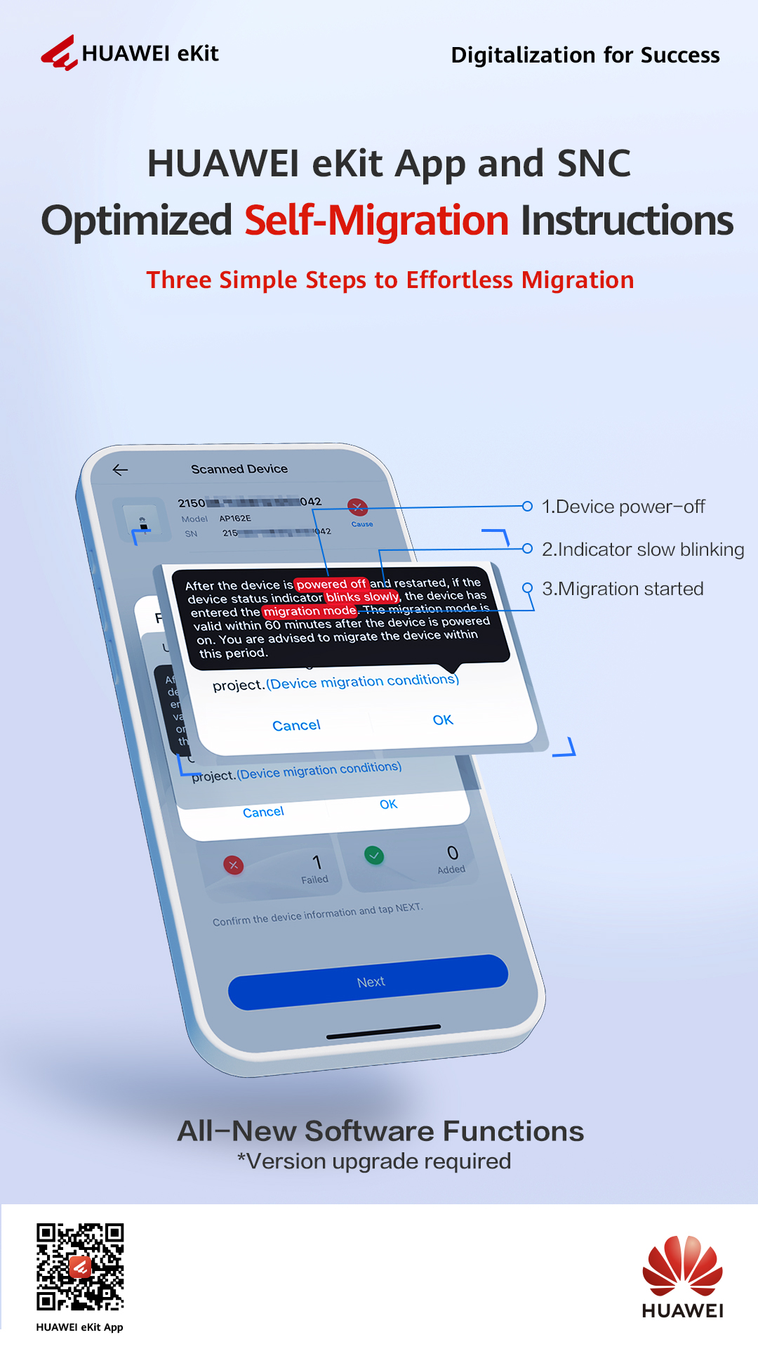 eKit App & SNC Function - Optimized Self-Migration Instructions Poster